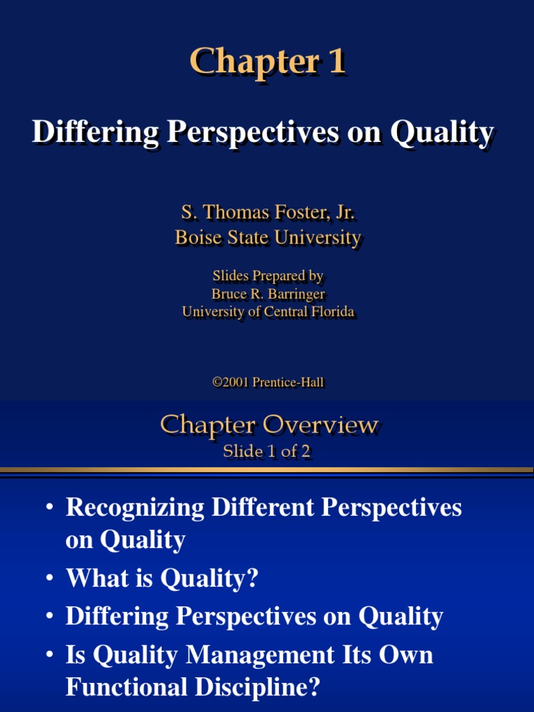 Differing Perspectives On Quality: S. Thomas Foster, Jr. Boise State ...