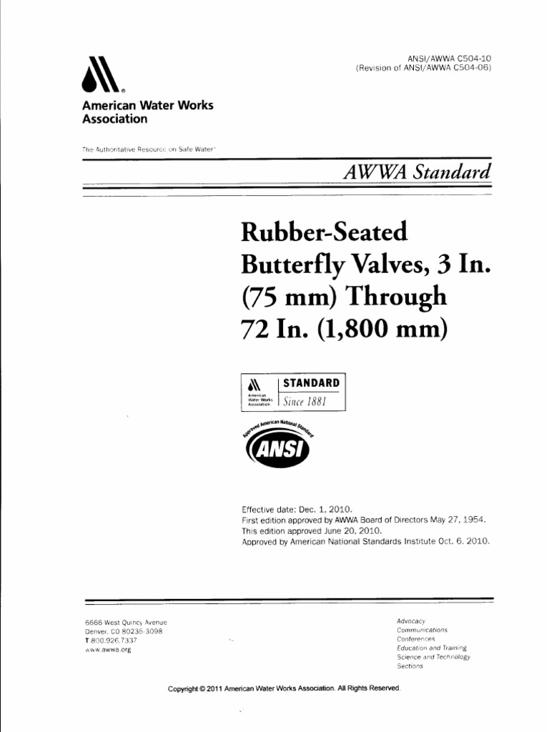 AWWA-C504-2010 Butterfly Valves 3in PDF | PDF