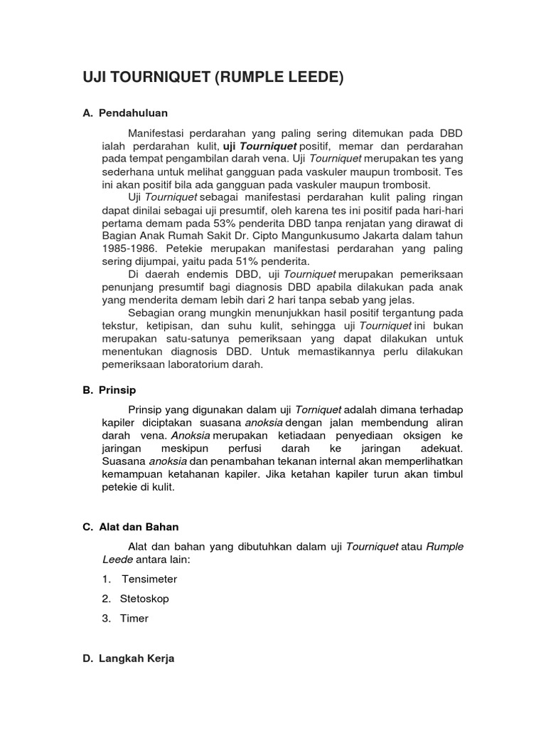 Panduan Uji Tourniquet DBD | PDF | Sains & Matematika