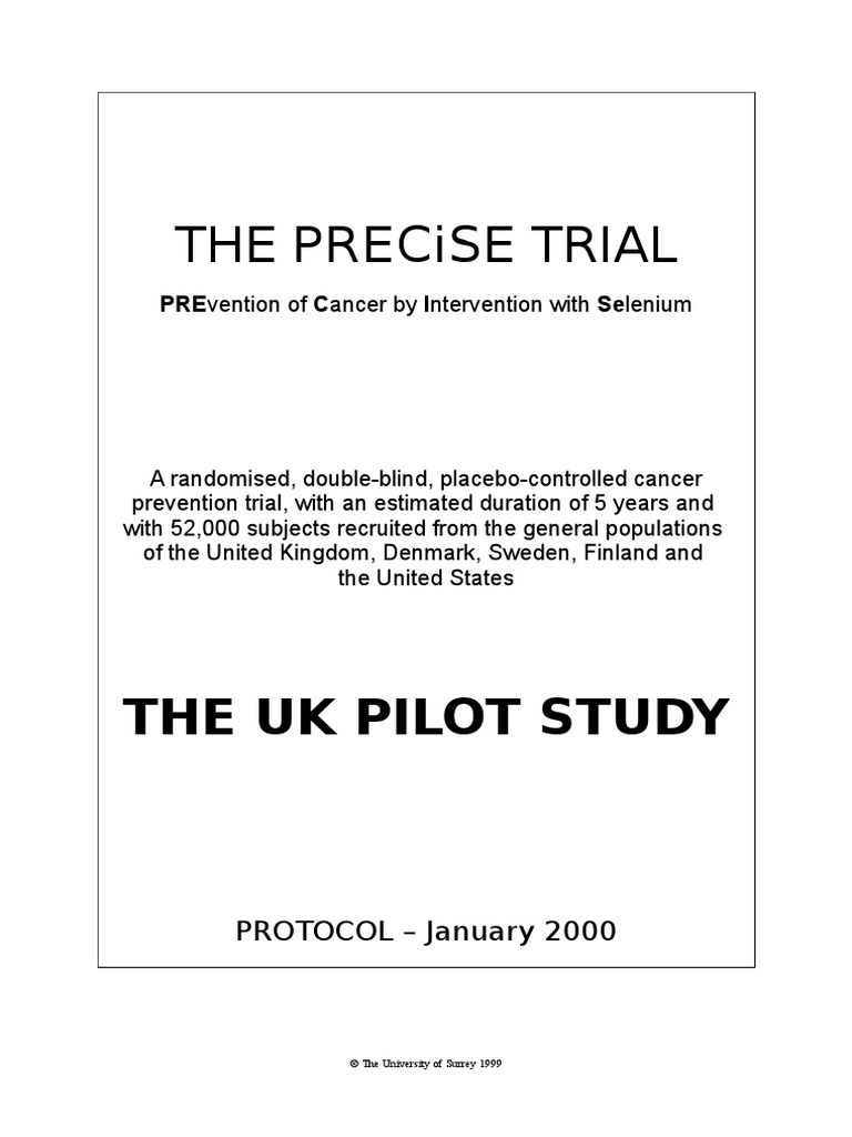 The Precise Trial: The Uk Pilot Study | PDF | Clinical Trial | Selenium