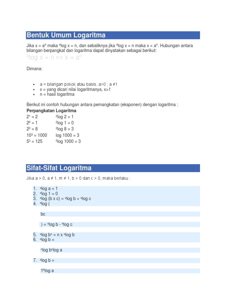 Bentuk Umum Logaritma | PDF | Metode & Bahan Ajar | Komputer