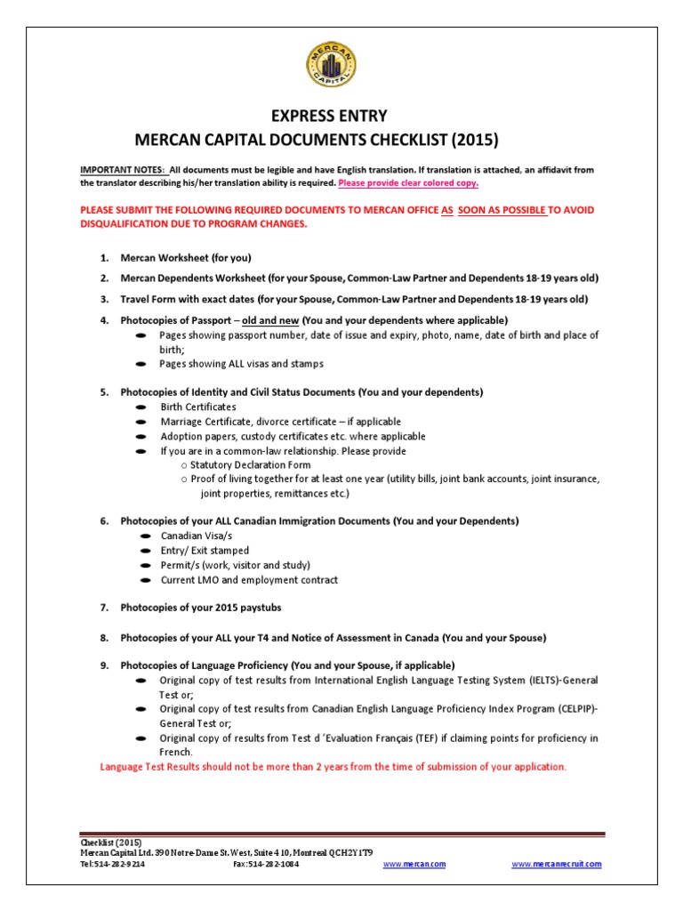EE Checklist 2015 PDF | PDF | Travel Visa | Identity Document
