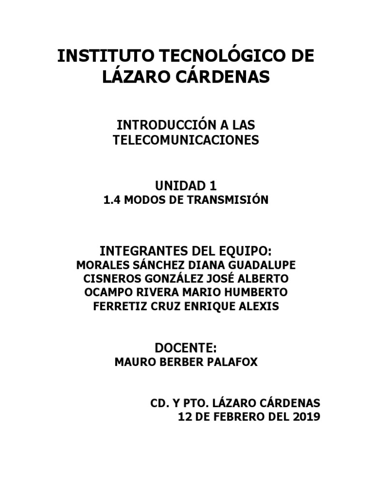 1.4 Modos de Transmisión | PDF | Duplex (Telecomunicaciones) | Radio