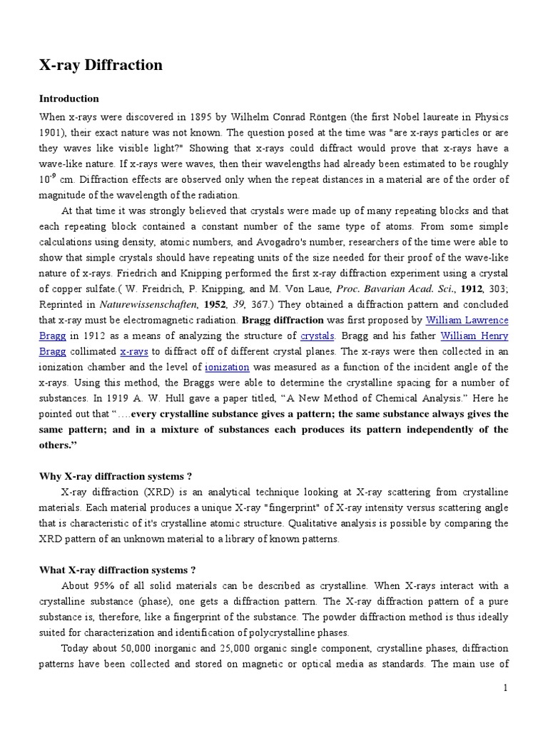 X Ray Diffraction | PDF | X Ray Crystallography | Diffraction