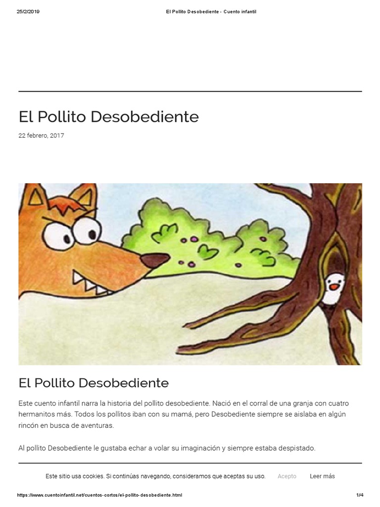 El Pollito Desobediente Cuento Infantil Descargar Gratis Pdf