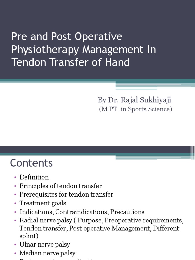 Tendon Transfer Surgery Management | PDF | Thumb | Finger