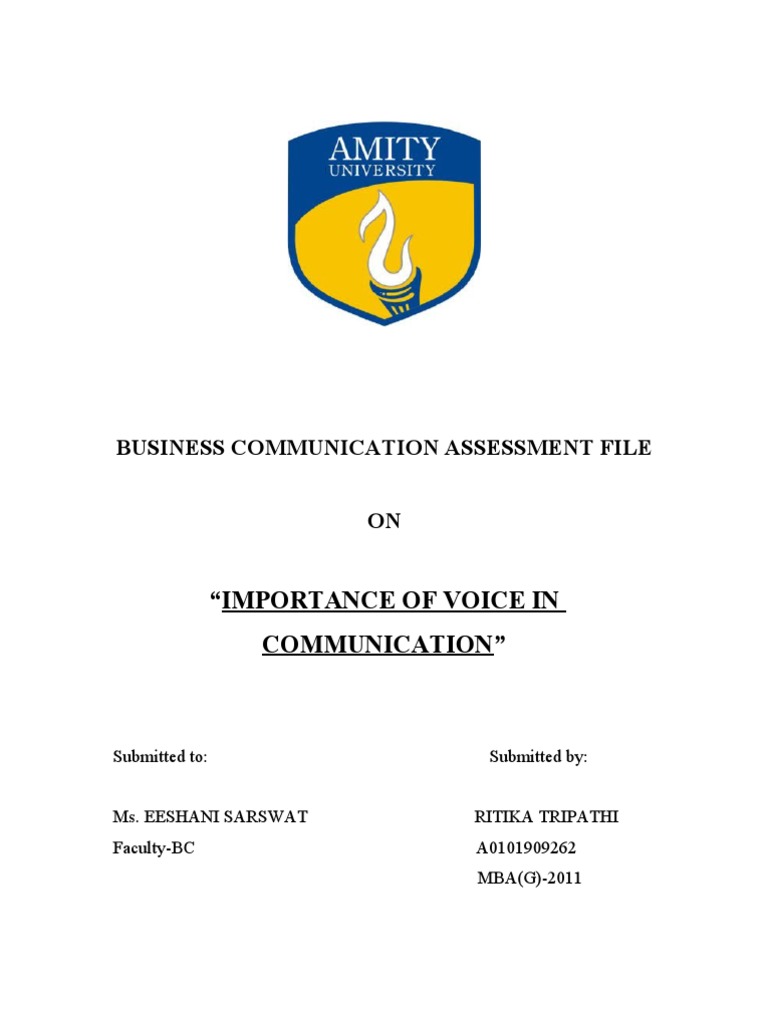 "Importance of Voice in Communication": Business Communication ...