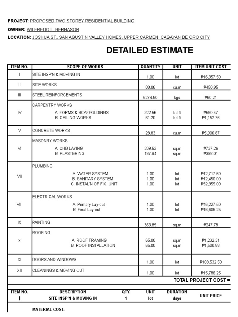 Sample Estimate | PDF | Plumbing | Window