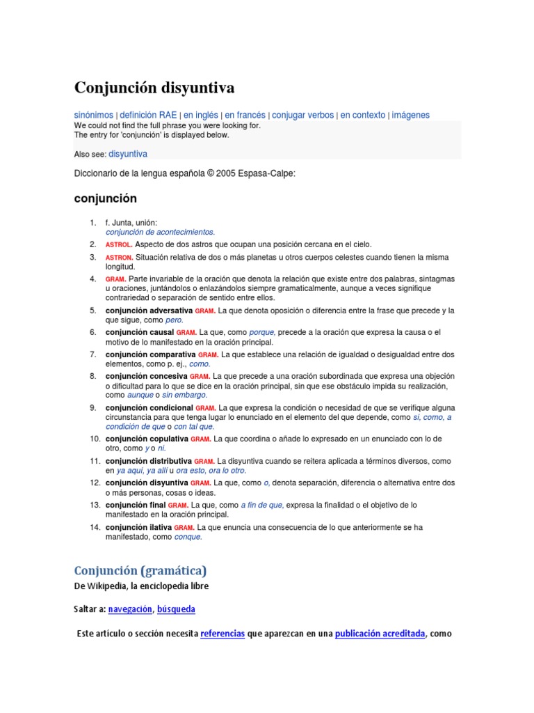 Conjunción Disyuntiva | PDF | Tipología Lingüística | Sintaxis