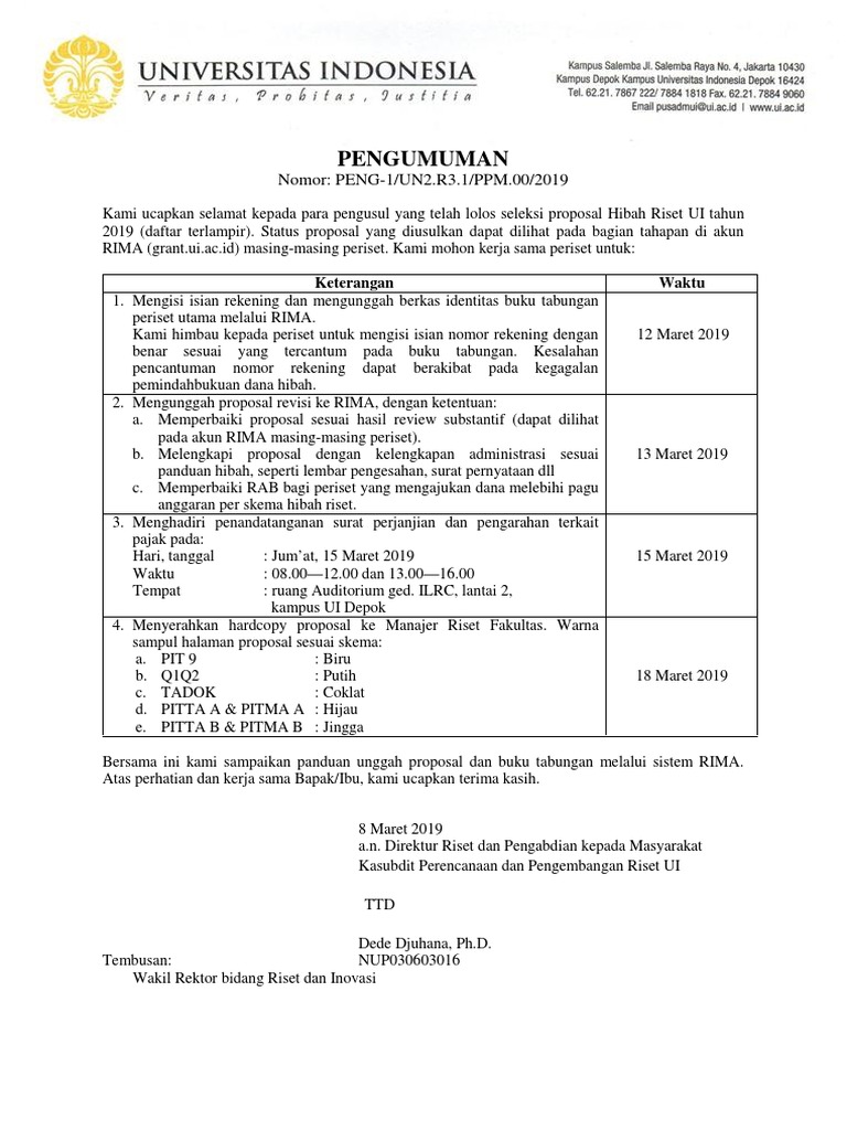 Pengumuman Hibah Riset UI 2019 Lampiran | PDF | Pengembangan Diri ... Pengumuman Hibah Riset UI 2019 Lampiran | PDF | Pengembangan Diri ...