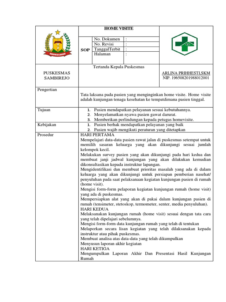 Sop Home Visite | PDF
