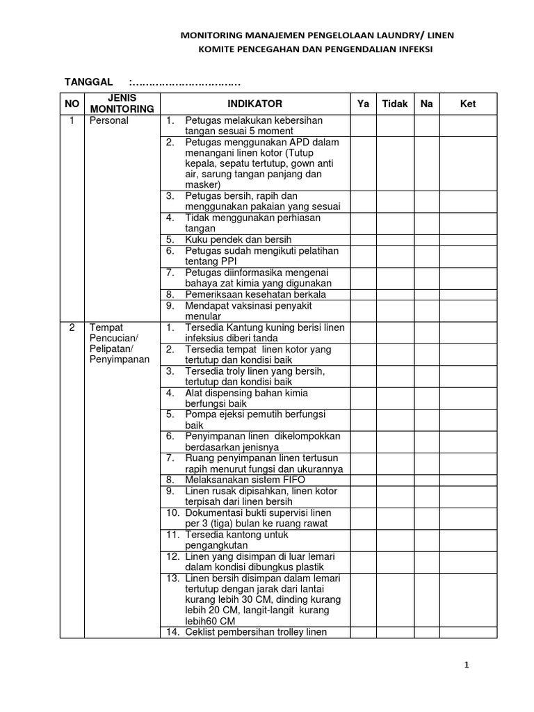 Form Monitoring Laundry Edit 17 Mei 2018 | PDF
