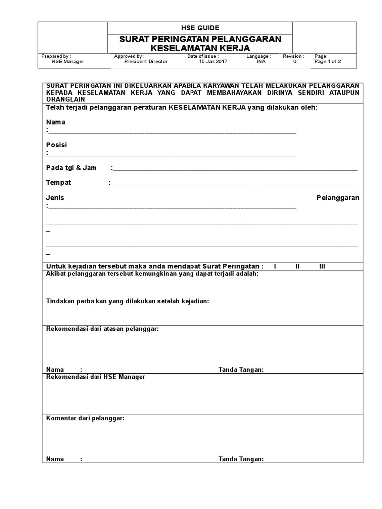 Contoh Surat Peringatan | PDF