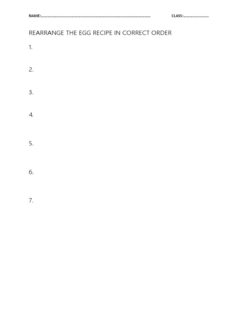 Rearrange The Egg Recipe in Correct Order | PDF