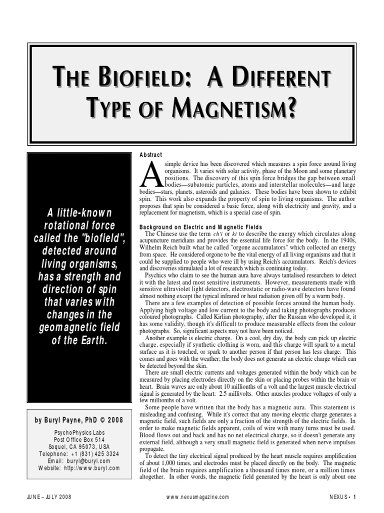 The Biofield: A Different Type of Magnetism | PDF | Spin (Physics) | Force