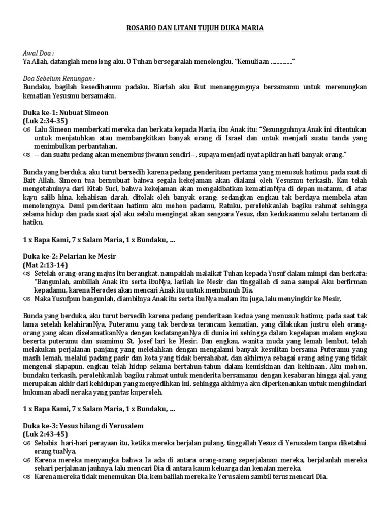 Rosario Dan Litani Tujuh Duka Maria | PDF | Sejarah | Agama & Spiritualitas