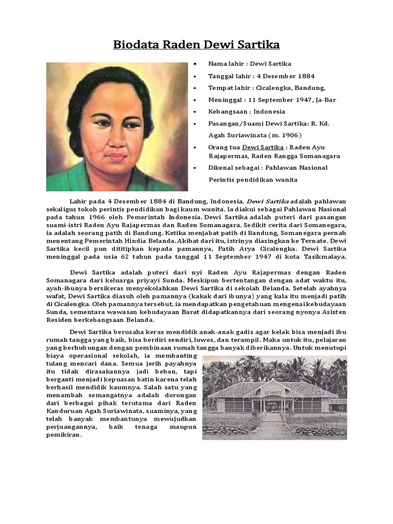 Biodata Raden Dewi Sartika | PDF