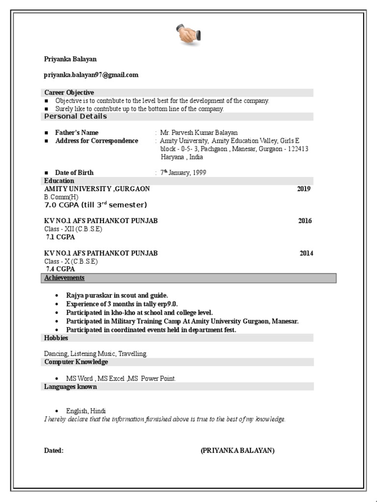 I Hereby Declare That The Information Furnished Above Is True To The ...