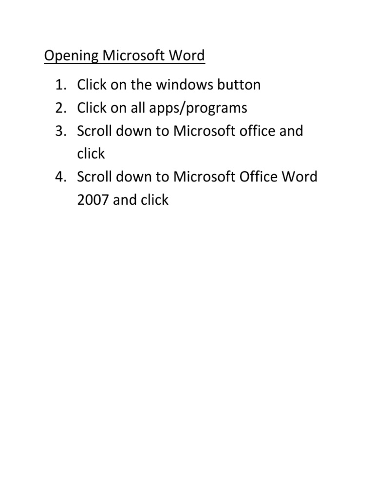Opening Microsoft Word | PDF | Career & Growth