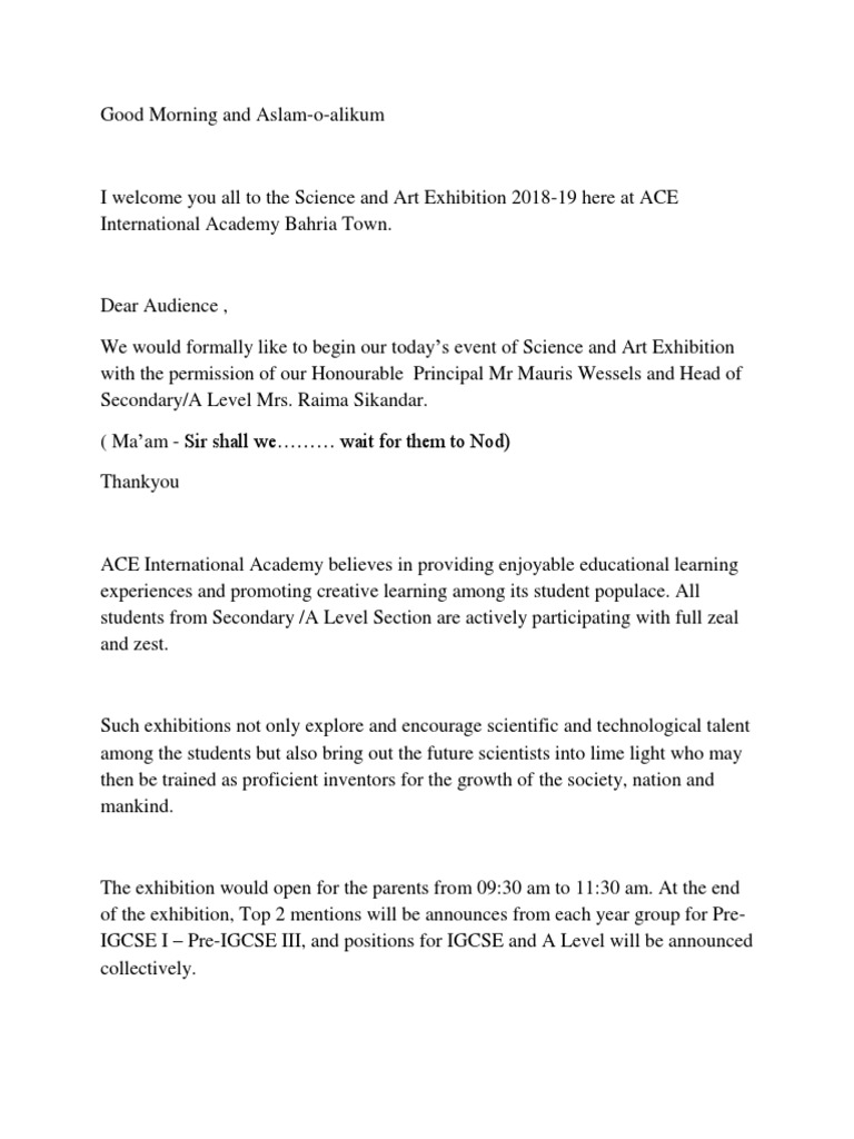 Science Exhibition Script | PDF | Science And Technology | Science