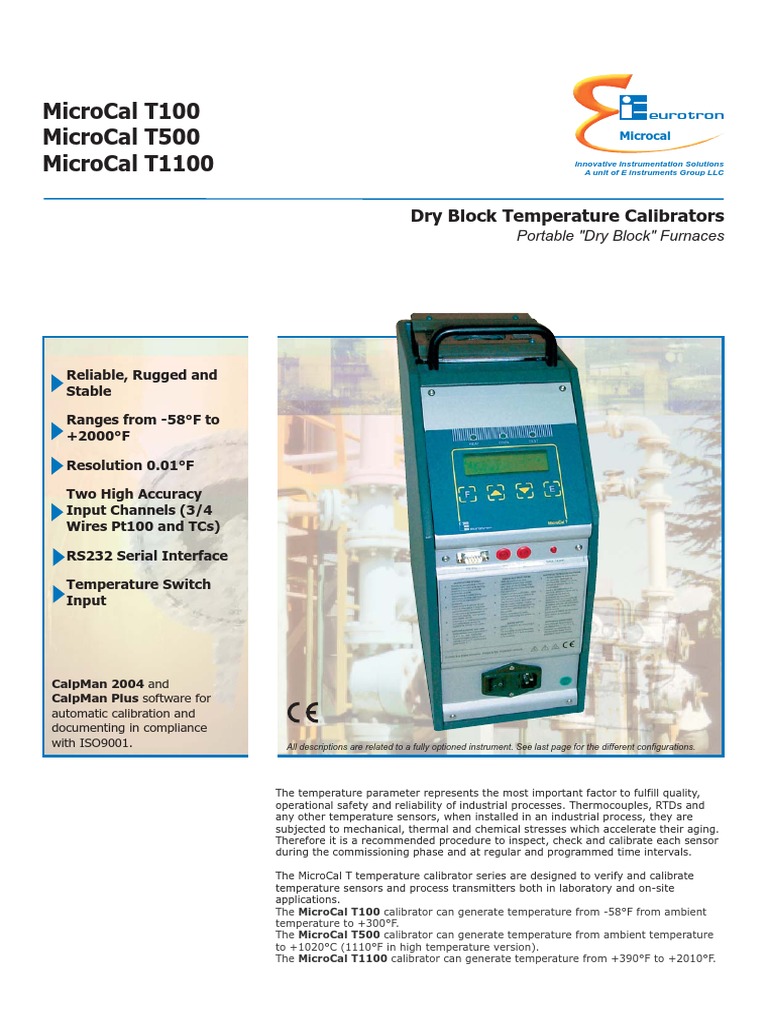 Microcal T100 Microcal T500 Microcal T1100: Dry Block Temperature ...