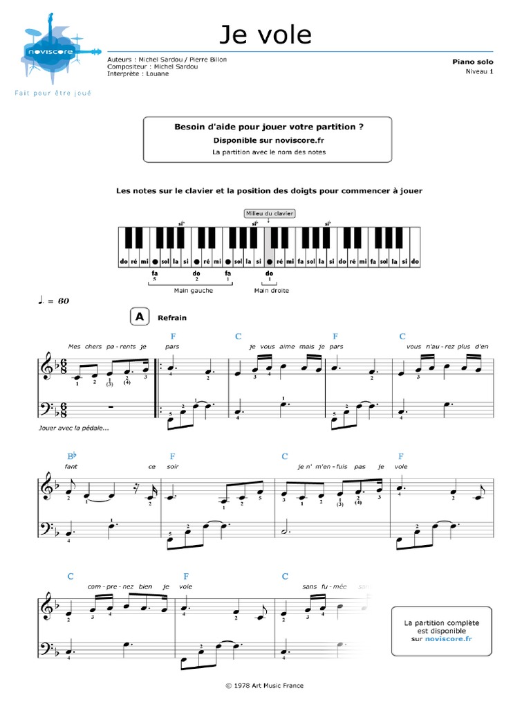 Je Vole Louane Emera La Famille Belier Partitions Piano Solo Niveau 1 ...