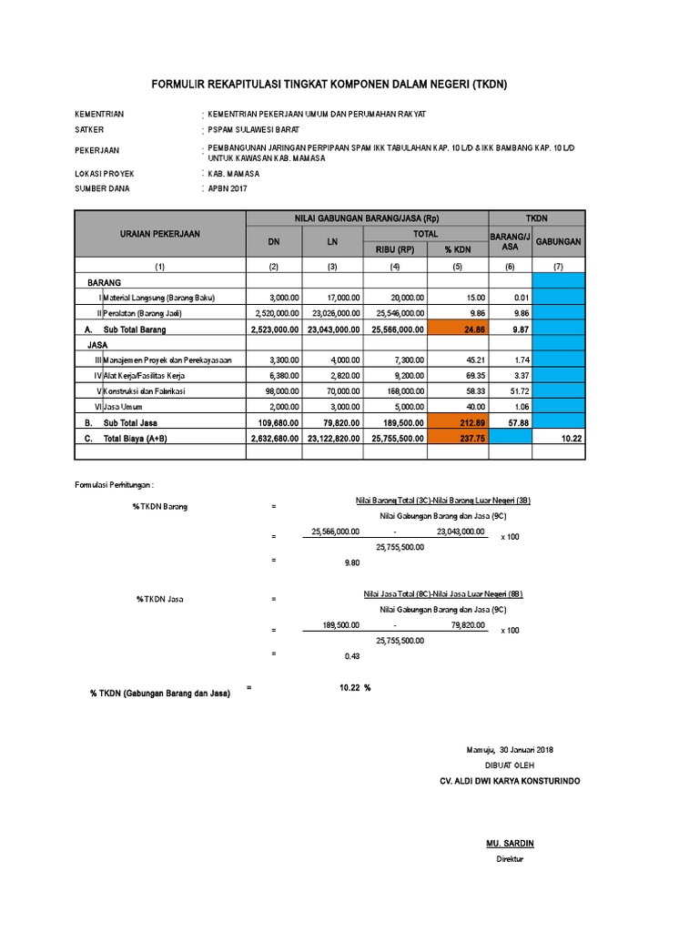 Contoh Pengisian TKDN | PDF
