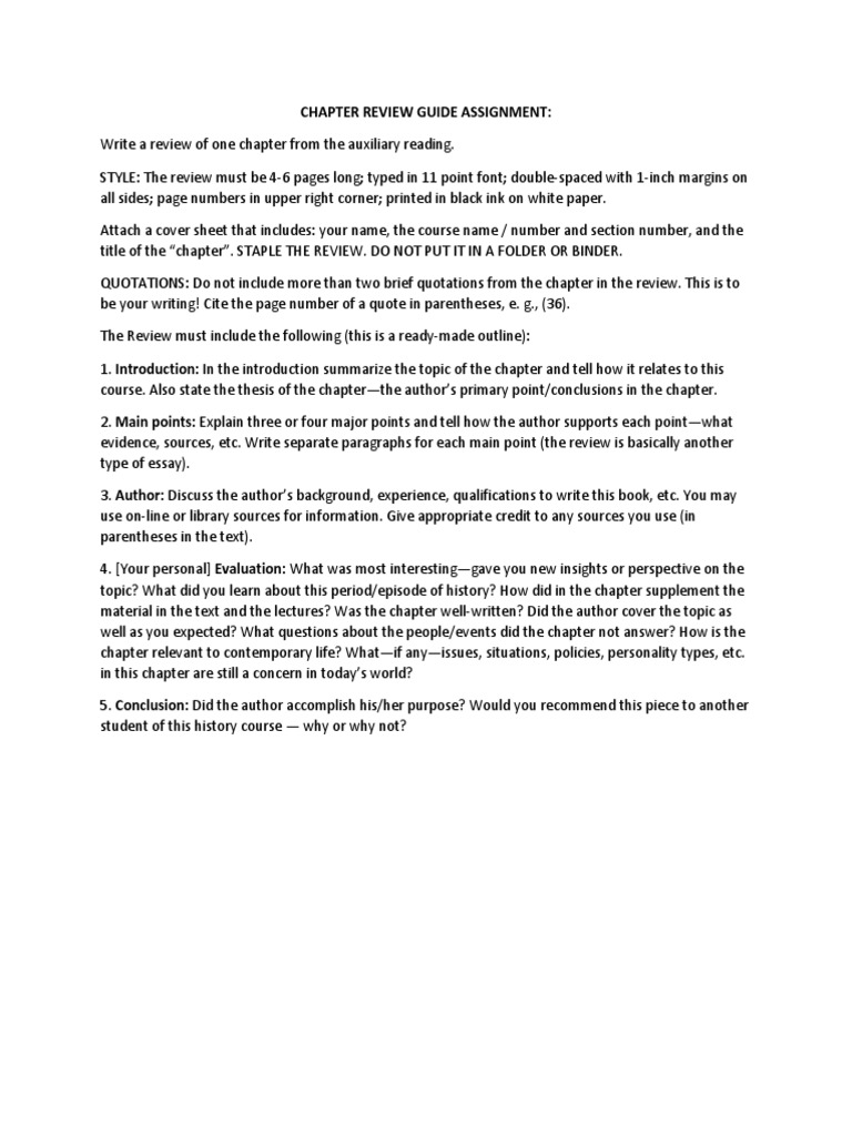 Chapter Review Writing Guide | PDF | General Fiction