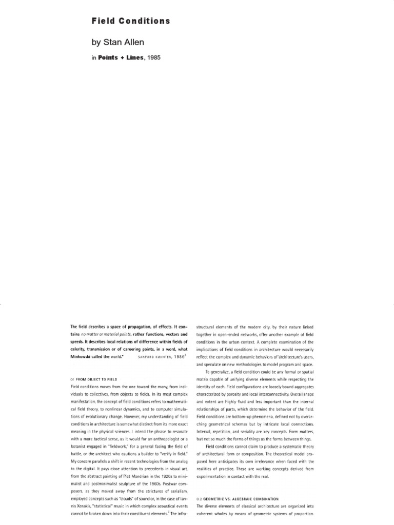 Allen Stan - Field Conditions - Points and Lines | PDF