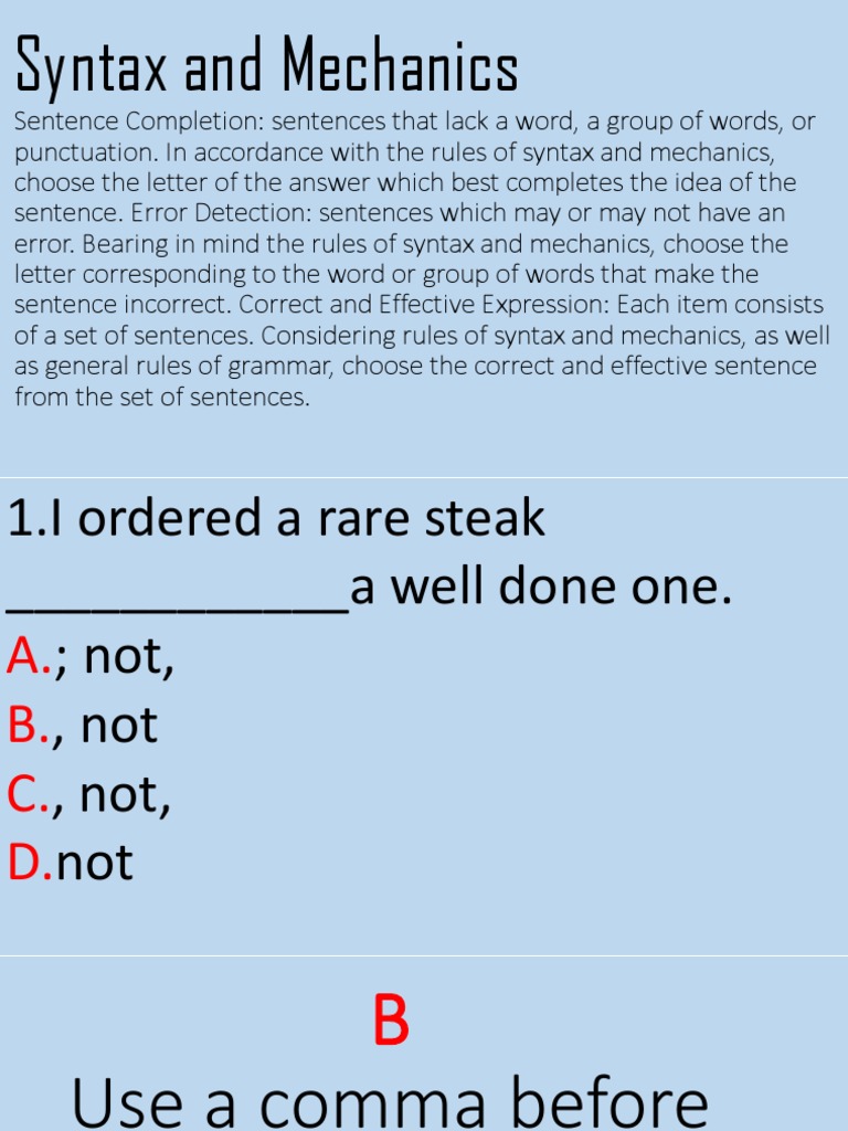 Syntax and Mechanics Quiz | PDF | Clause | Phrase