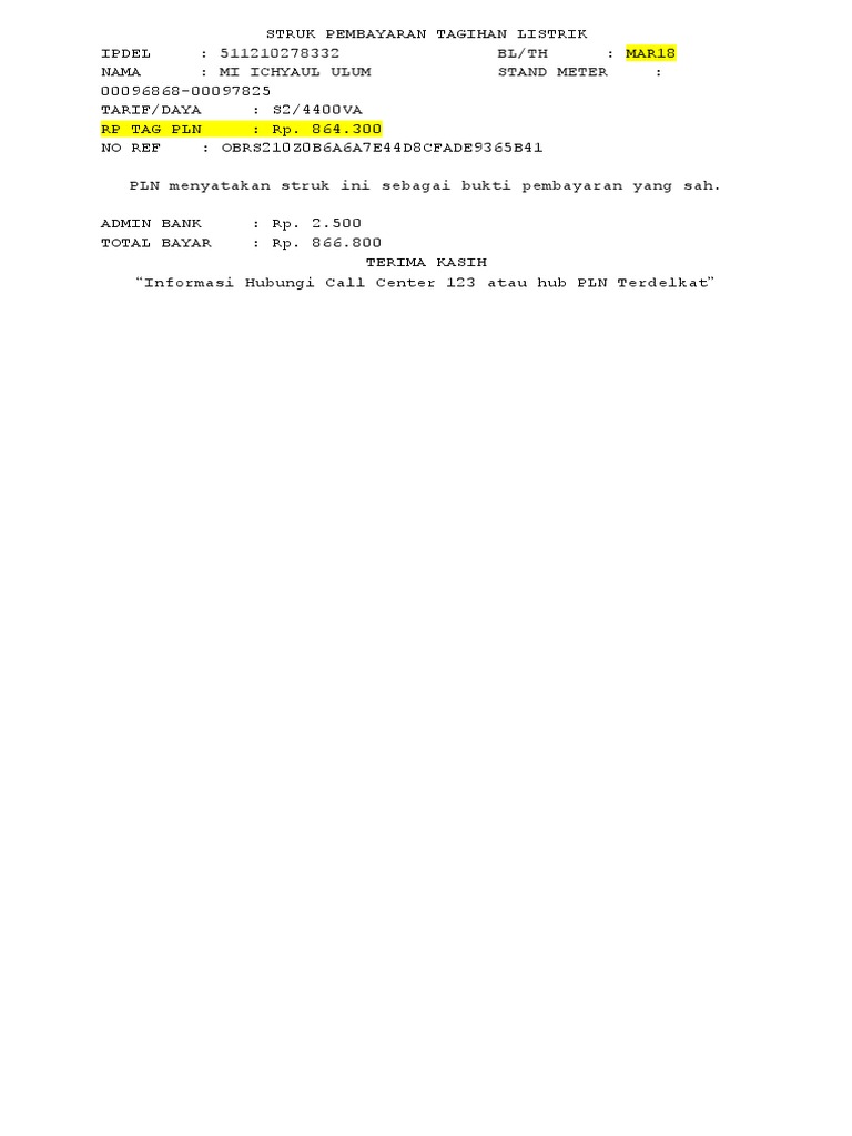 Struk PLN | PDF