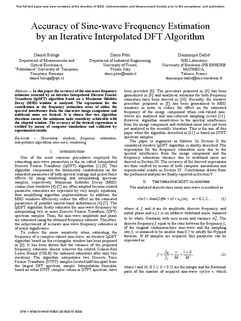 Accuracy of Sine-Wave Frequency Estimation by An Iterative Interpolated ...