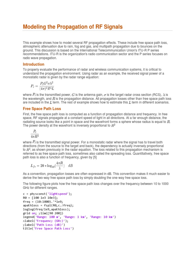 Modeling Radio Frequency Signal Propagation in Various Outdoor Environments | PDF | Radio ...
