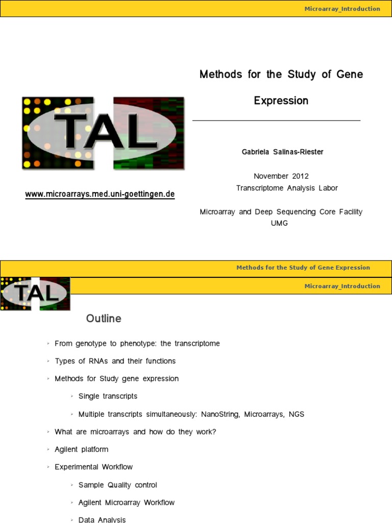 Methods For The Study of Gene Expression: WWW - Microarrays.med - Uni ...