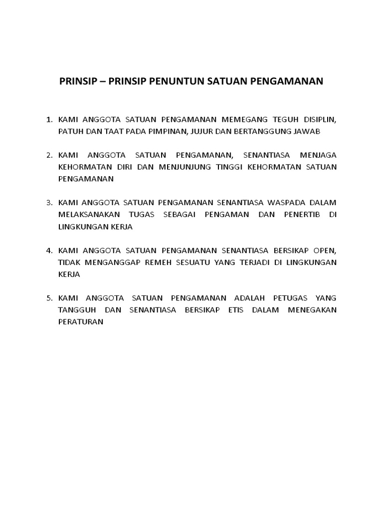3 Prinsip & Janji Satpam | PDF