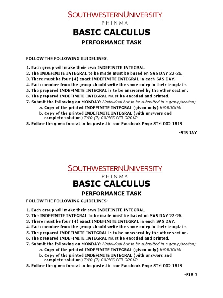 Basic Calculus: Performance Task | PDF | Teaching Mathematics