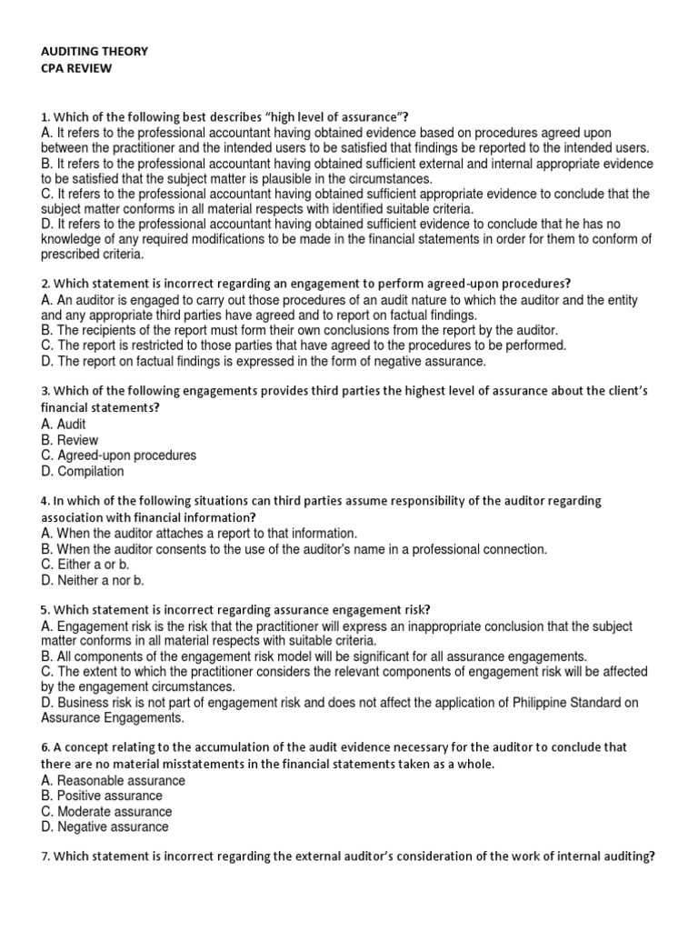Auditing Reviewer | PDF | Internal Control | Certified Public Accountant