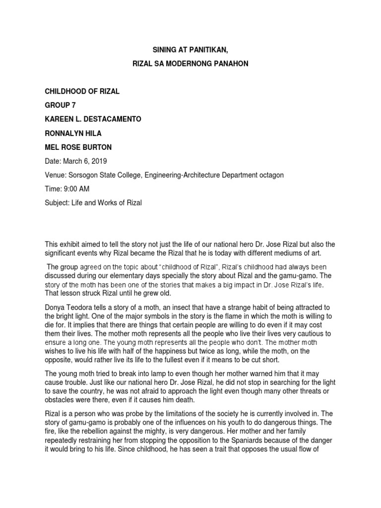 Sining at Panitikan, Rizal Sa Modernong Panahon | PDF
