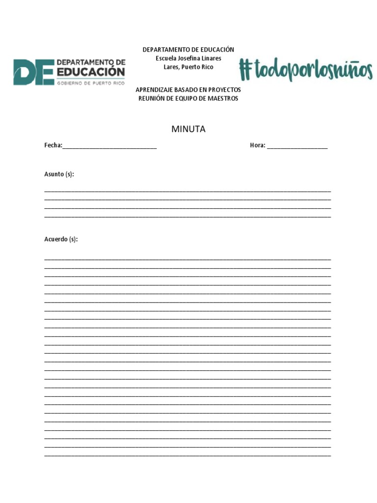 Minuta Reunión de Maestro(PBL) | Modificación de comportamiento ...