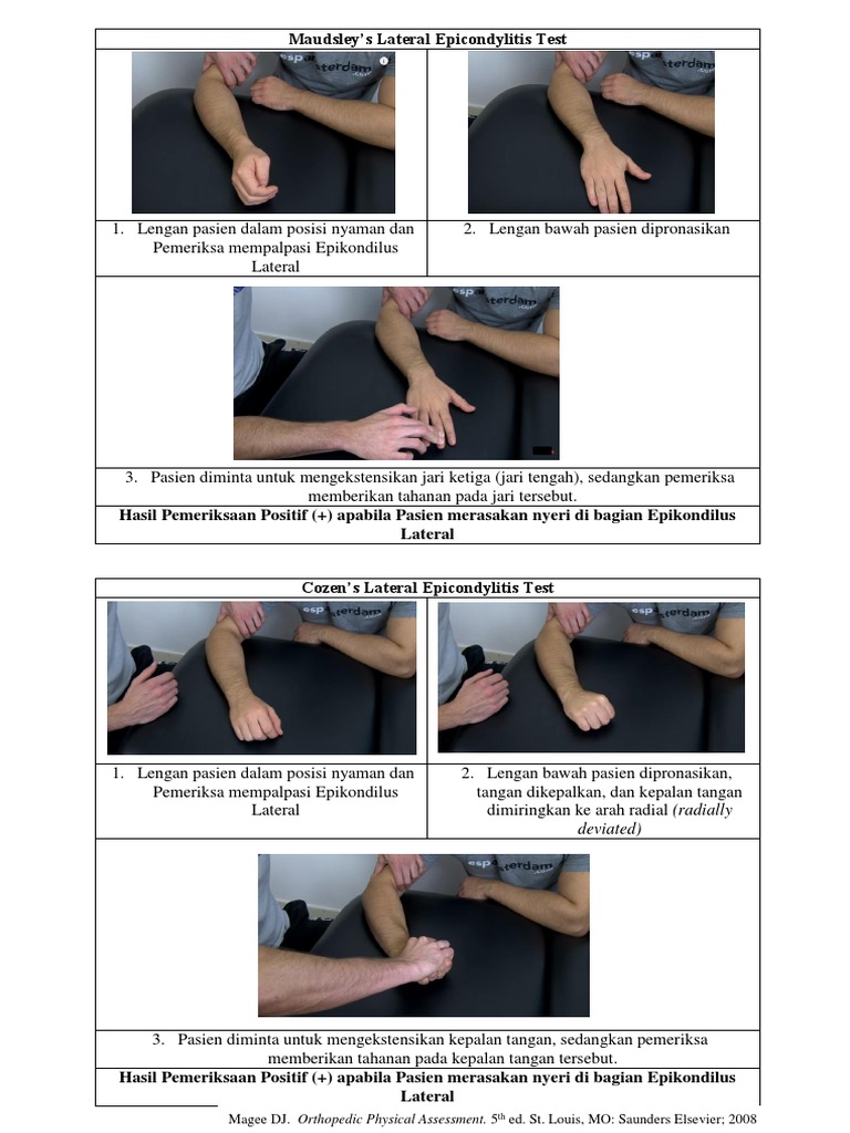Lateral Epicondylitis Test/Tennis Elbow Test | PDF