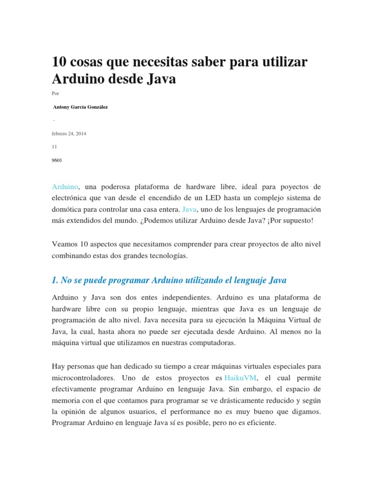 Java Arduino Circuito | PDF | Java (lenguaje de programación ...