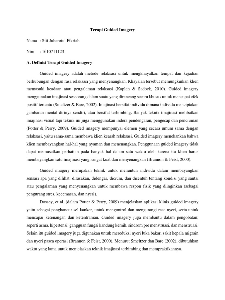 Terapi Guided Imagery (Komunitas 2019 Bu Ritanti) Siti Juharotul Fikriah | PDF