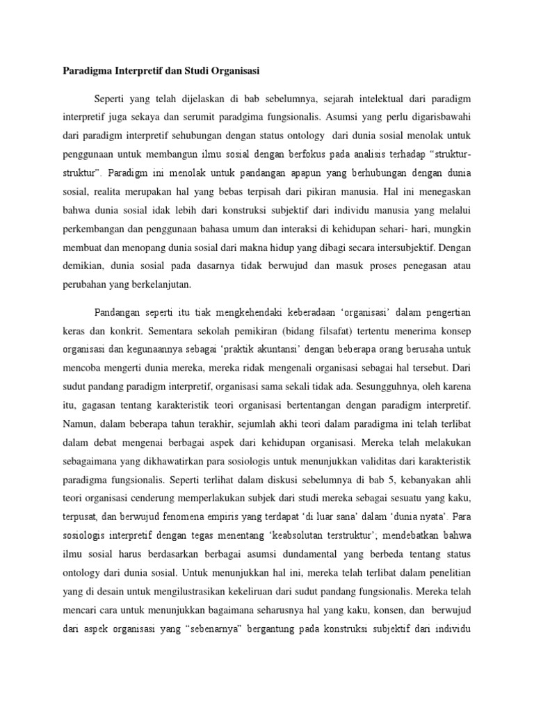 Bab 7 Metnonpos Paradigma Interpretif Dan Studi Organisasi | PDF | Filsafat