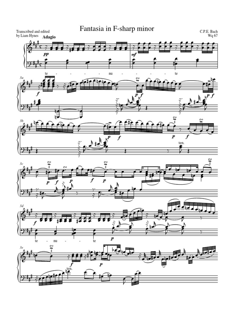 Fantasia in F Sharp Minor H.300 - Carl Philipp Emanuel Bach | PDF ...