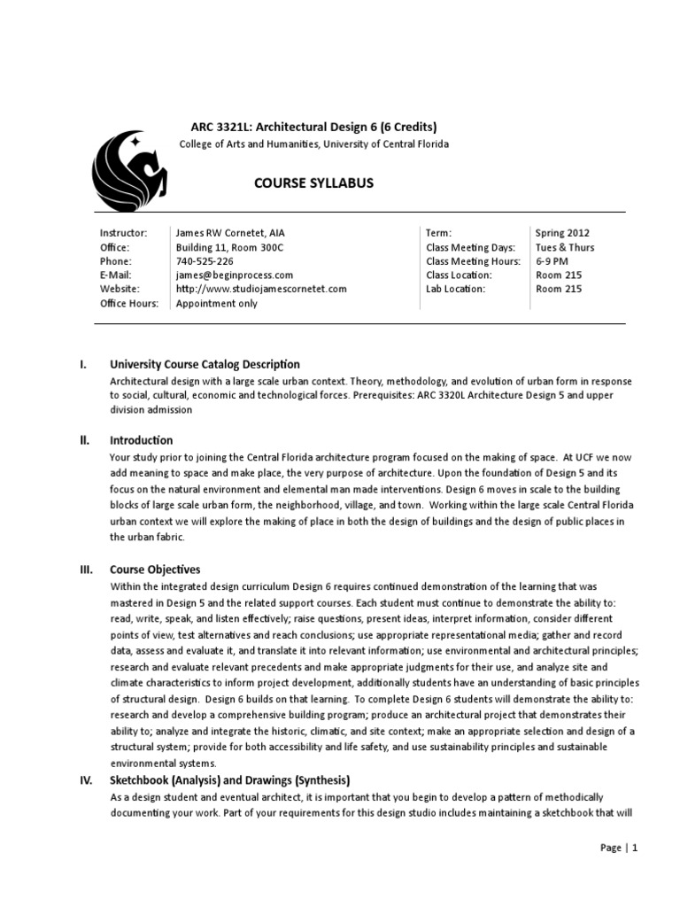 Architectural Design 6 Syllabus: Exploring Urban Form and Placemaking ...