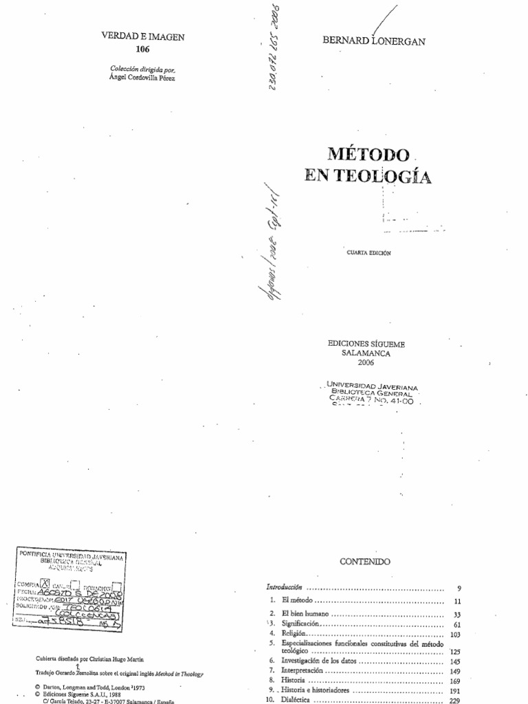 Lonergan - MÉTODO EN TEOLOGÍA PDF | PDF | Science | Empirismo