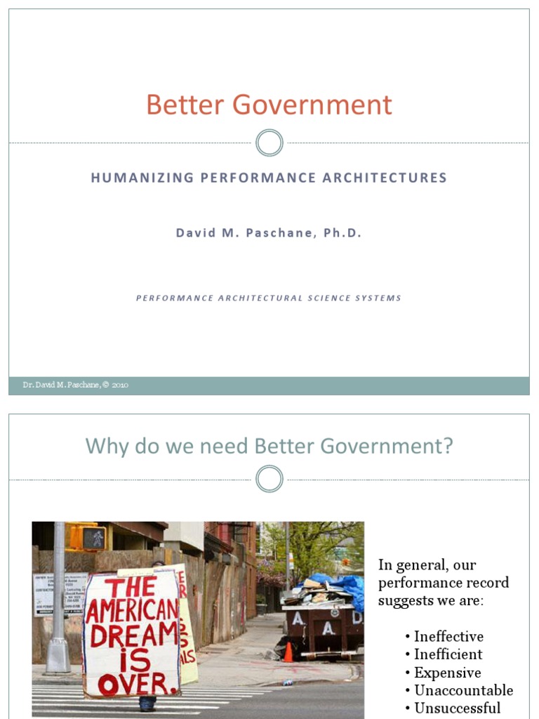 Better Government: Humanizing Performance Architectures | PDF | System ...