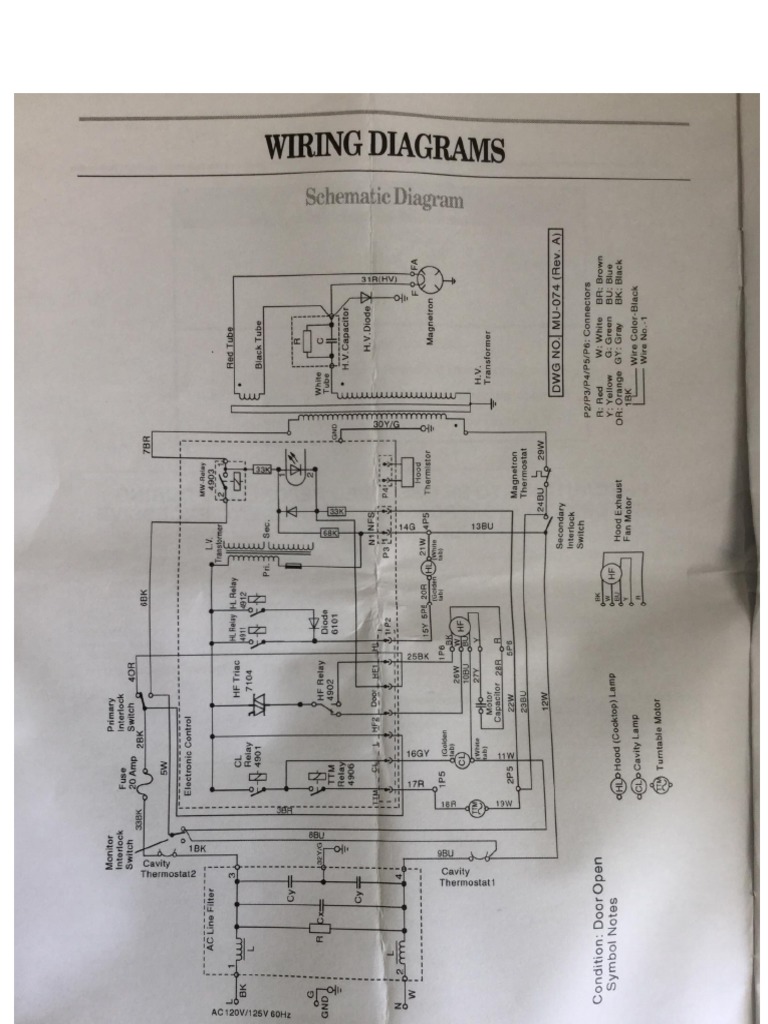 Whirlpool Microwave Wiring Diagram MU-074 (REV A) | PDF