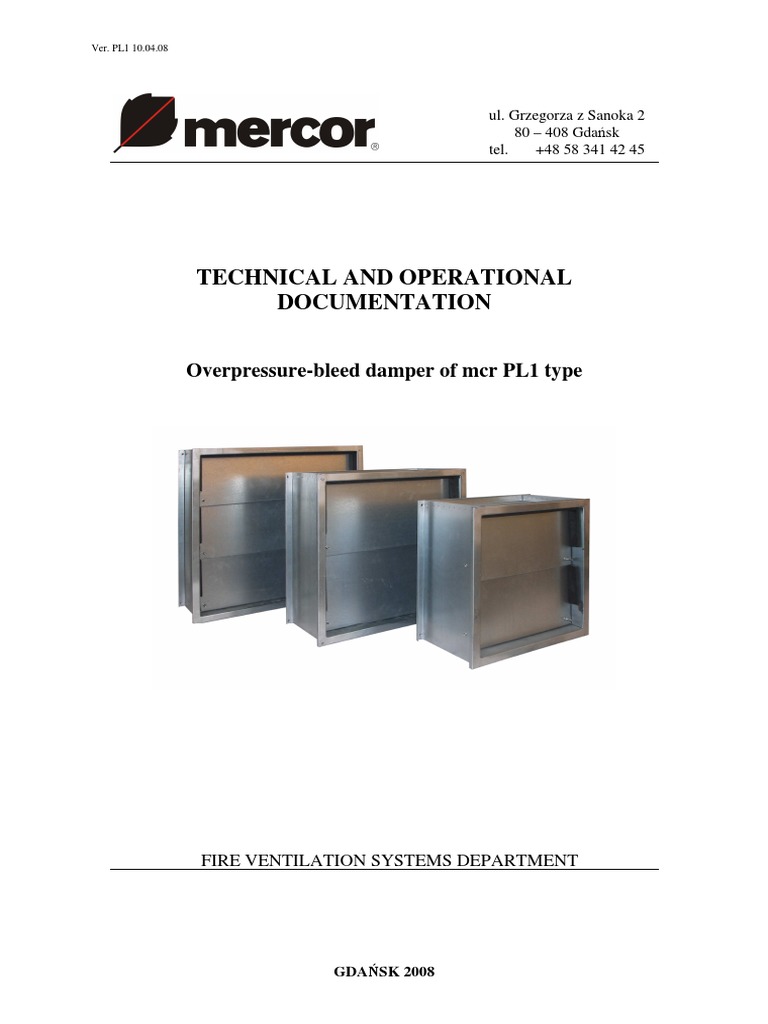 Technical and Operational Documentation: Overpressure-Bleed Damper of ...