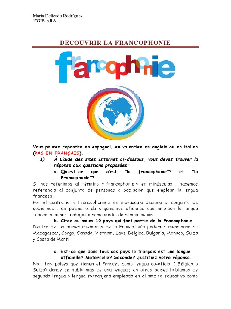 Exploración de la Francofonía | PDF | Francia | Idioma francés